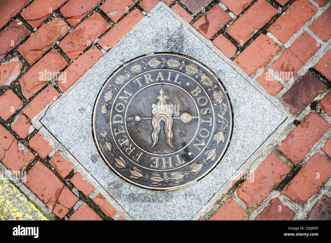 Pavement sign for The Freedom Trail, Boston, Massachusetts, New England ...