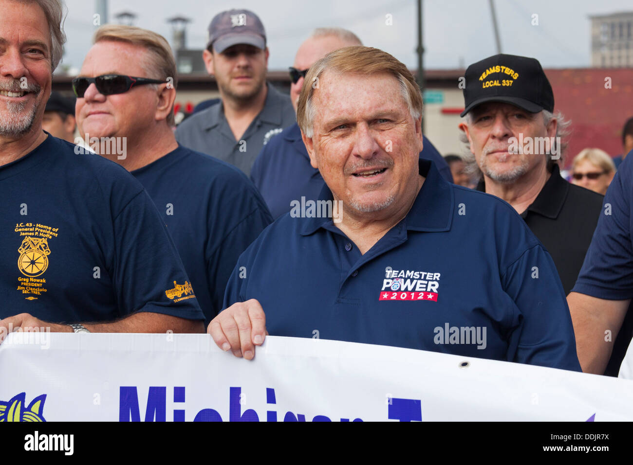 Detroit, Michigan - Teamster President James P, Hoffa marching in the ...