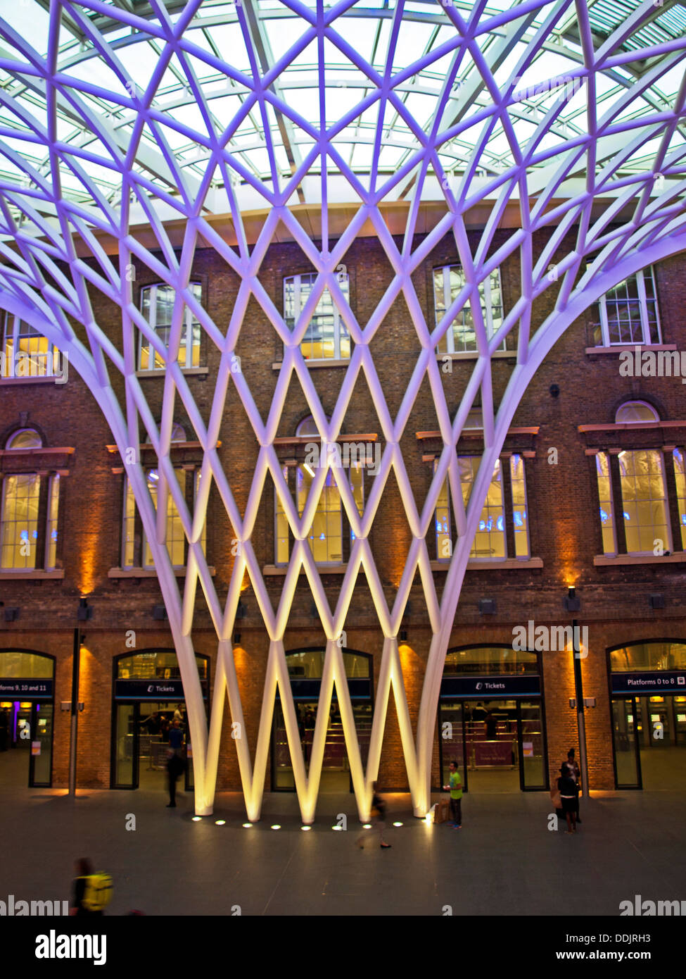 View of the steel lattice-work roof structure engineered by Arup, on ...