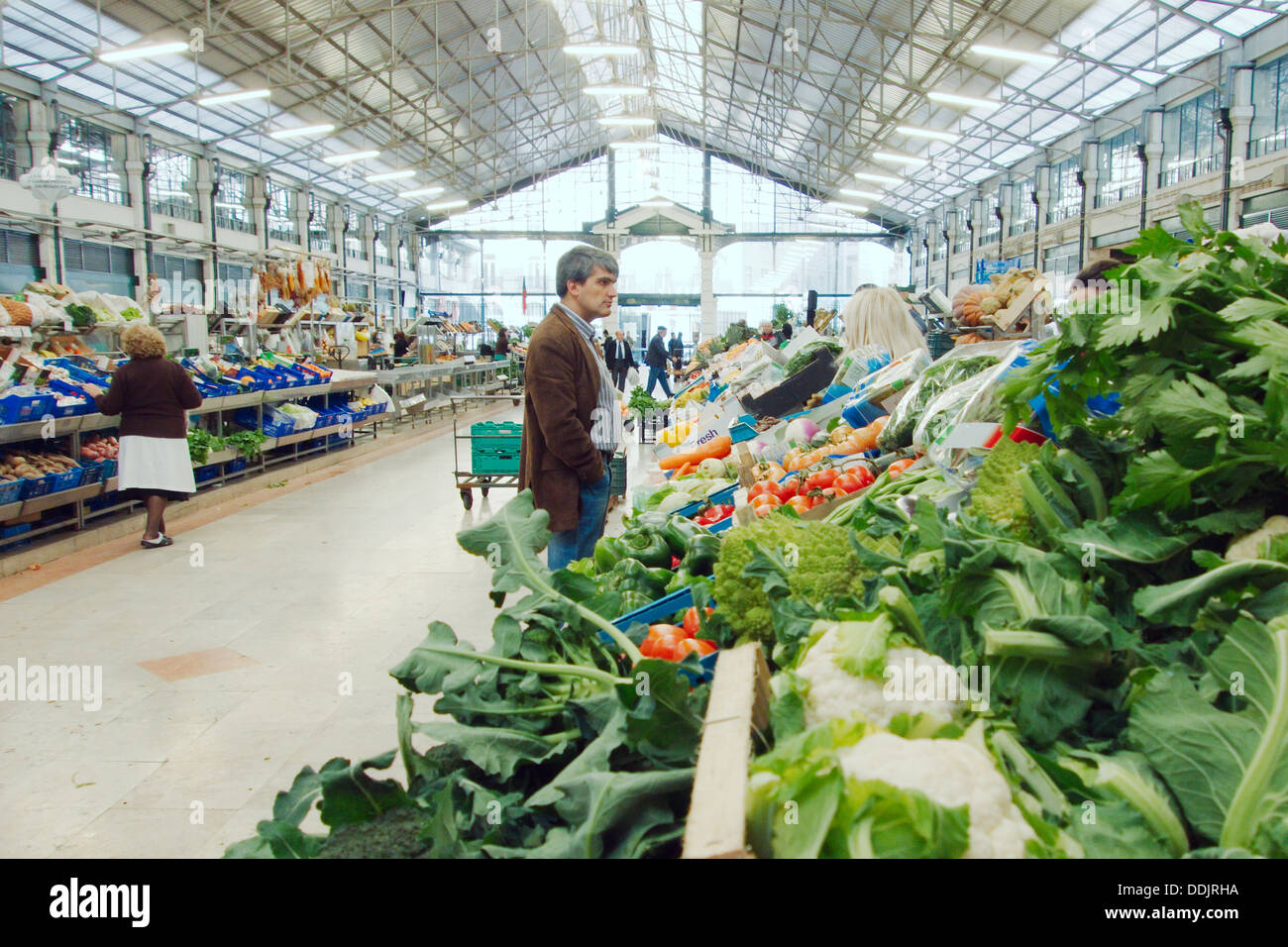 Fruit and vegetable stand at Lisbon's RIbeira Market Stock Photo - Alamy