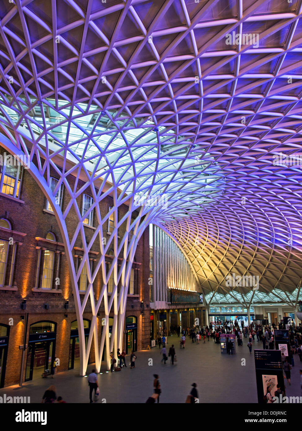 View of the steel lattice-work roof structure engineered by Arup, on ...