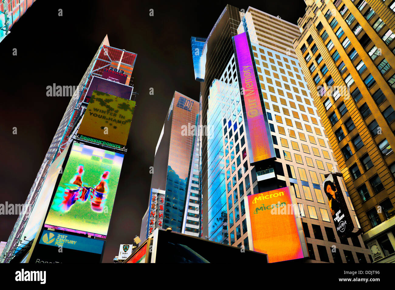Looking up at the Times Square, New York City, Skyline Stock Photo - Alamy