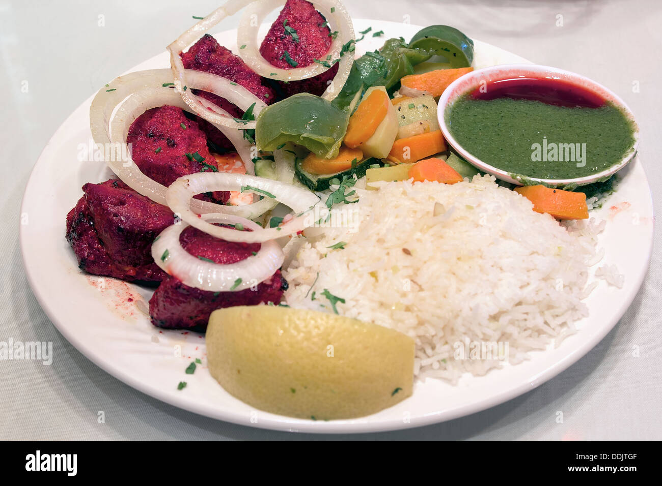 East Indian Lamb Kebab with Basmati Rice Vegetable Lemon and Tamarind ...