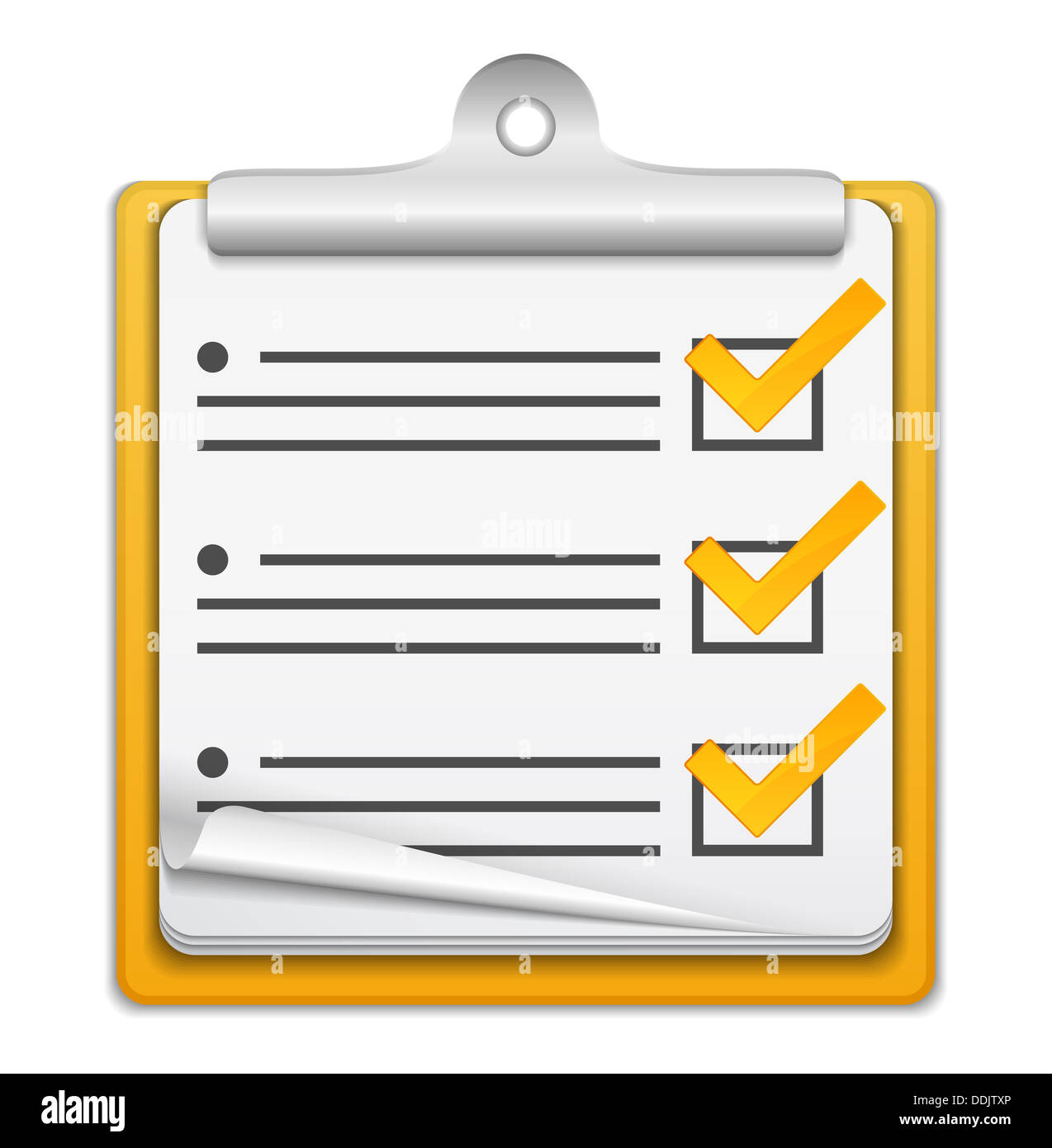 Orange check list icon Stock Photo - Alamy
