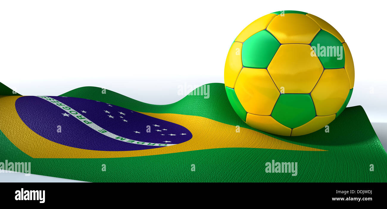 A regular stitched panel soccer ball in the iconic brazilian colors of ...