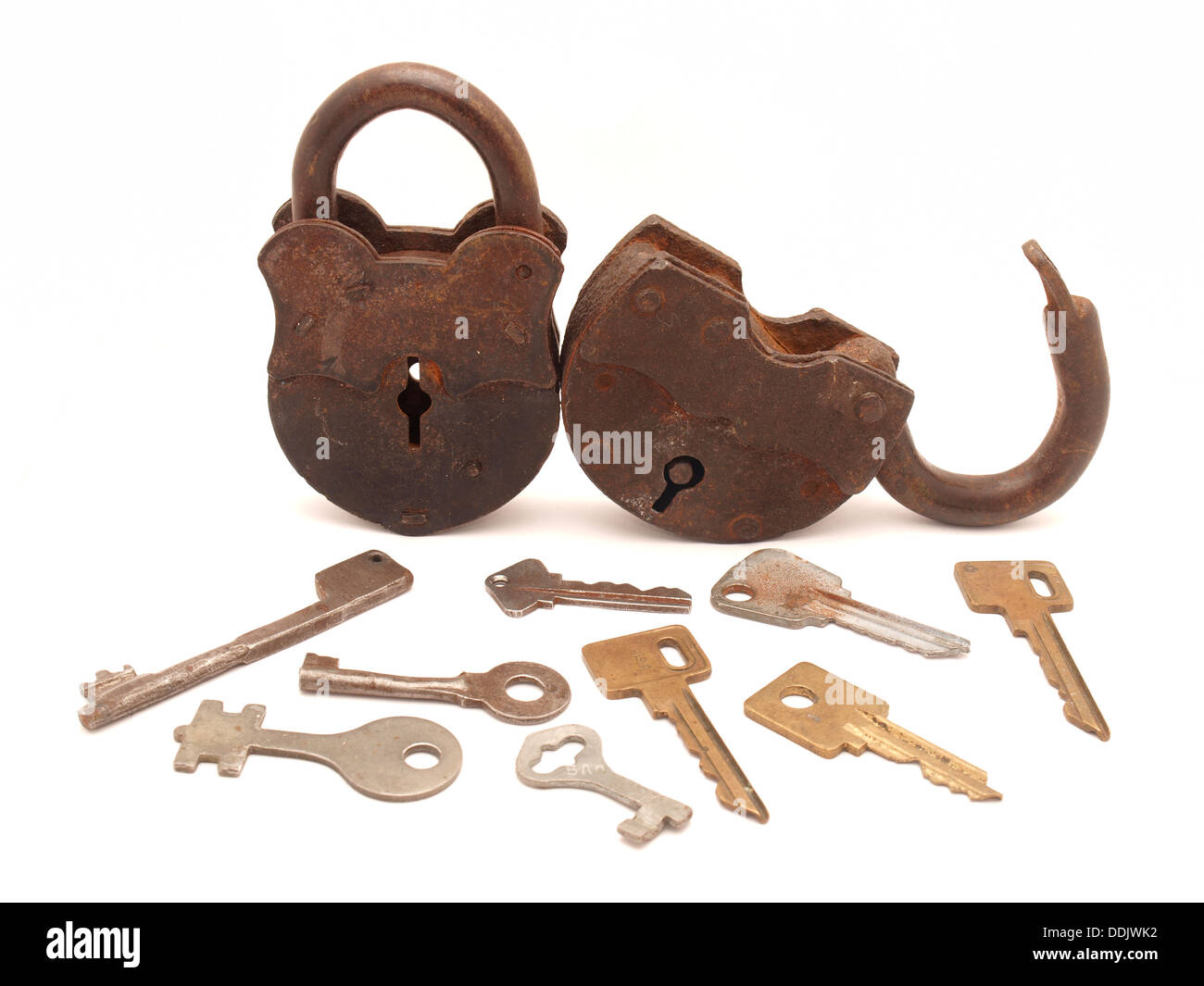 The old door lock on a white background Stock Photo - Alamy