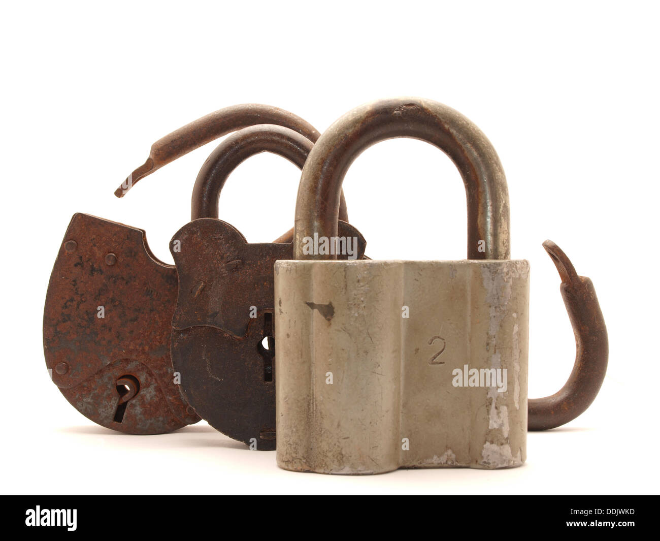 The old door lock on a white background Stock Photo - Alamy