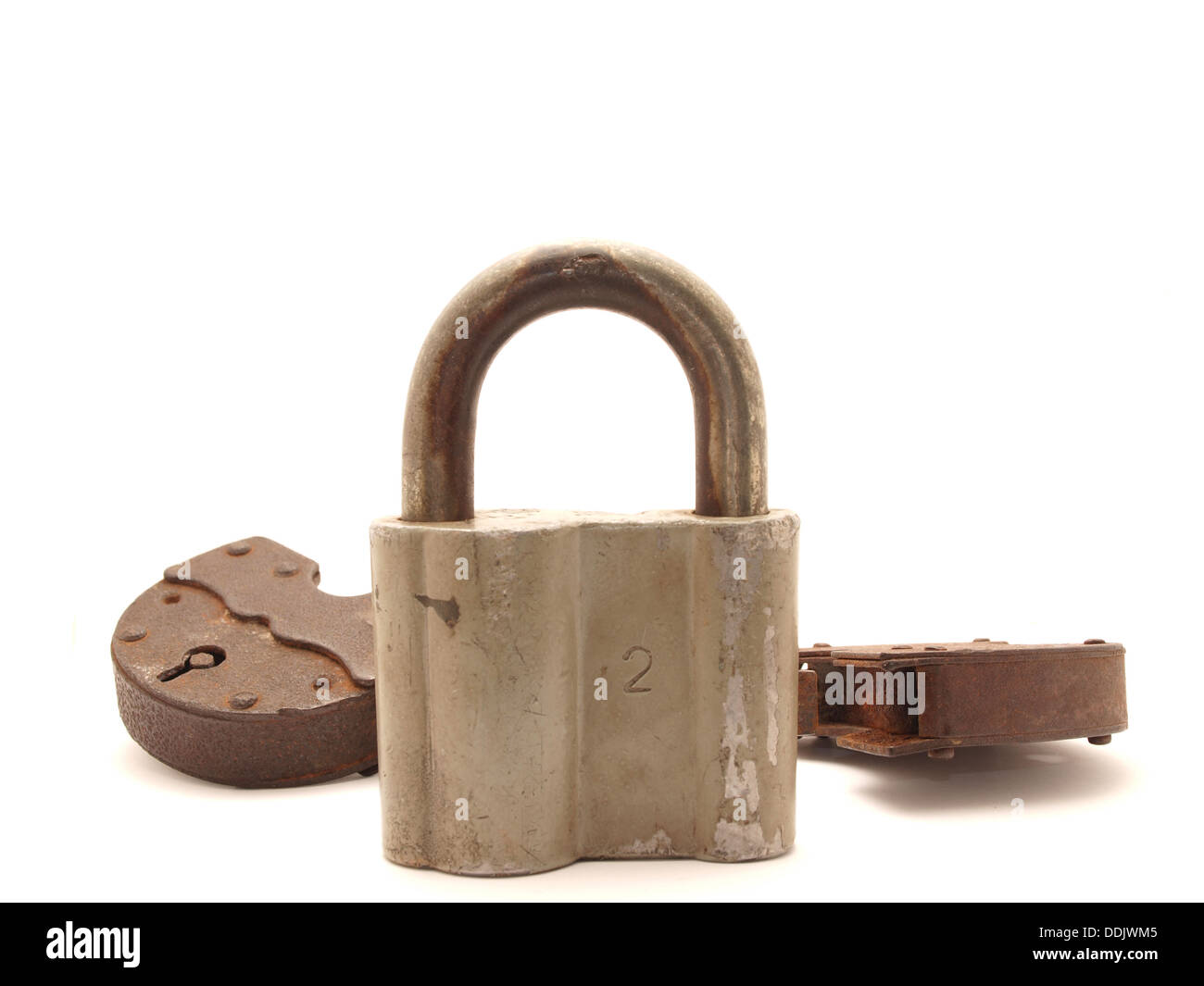 The old door lock on a white background Stock Photo - Alamy