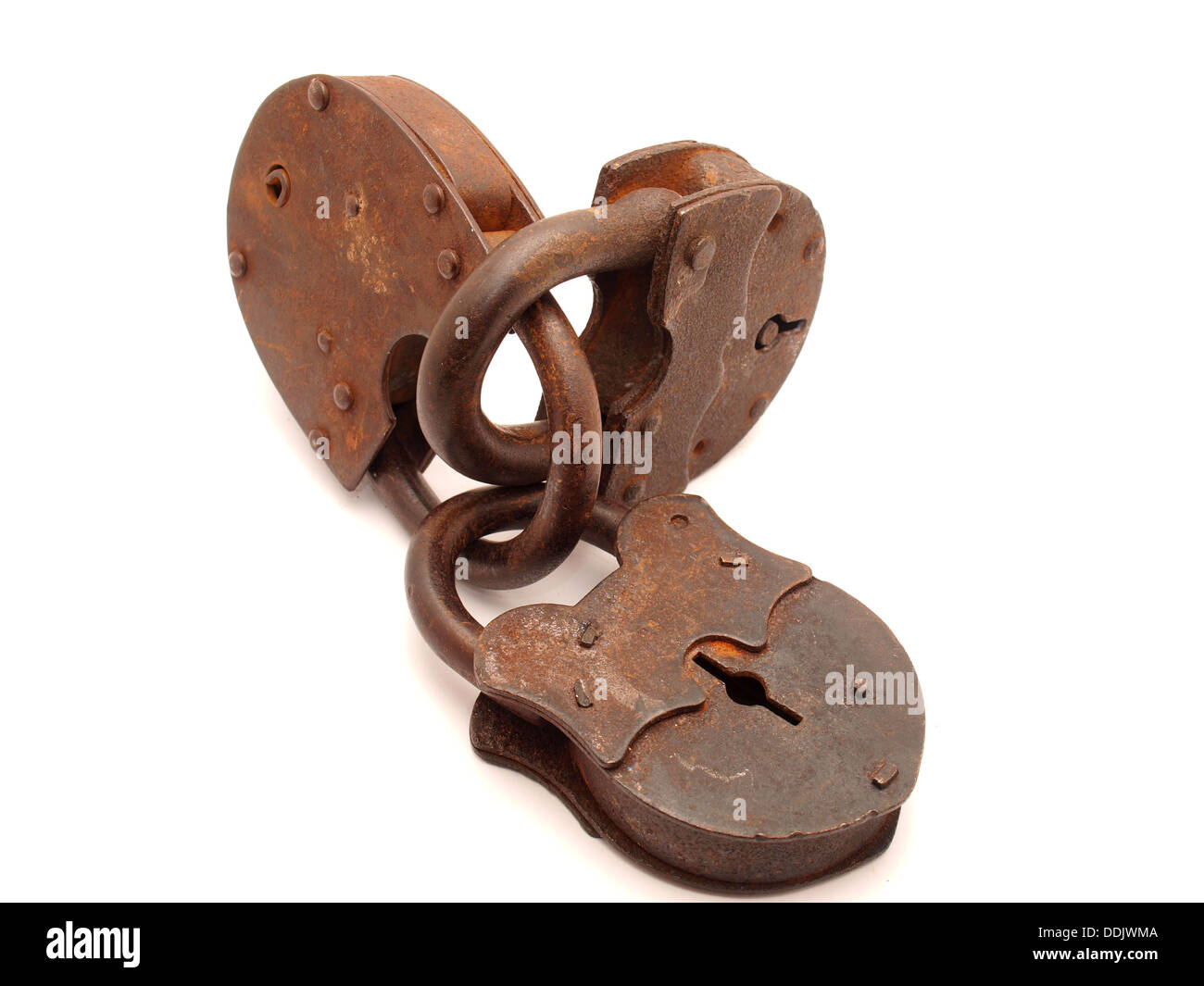 The old door lock on a white background Stock Photo - Alamy