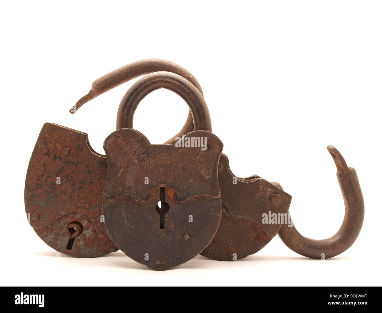 The old door lock on a white background Stock Photo - Alamy