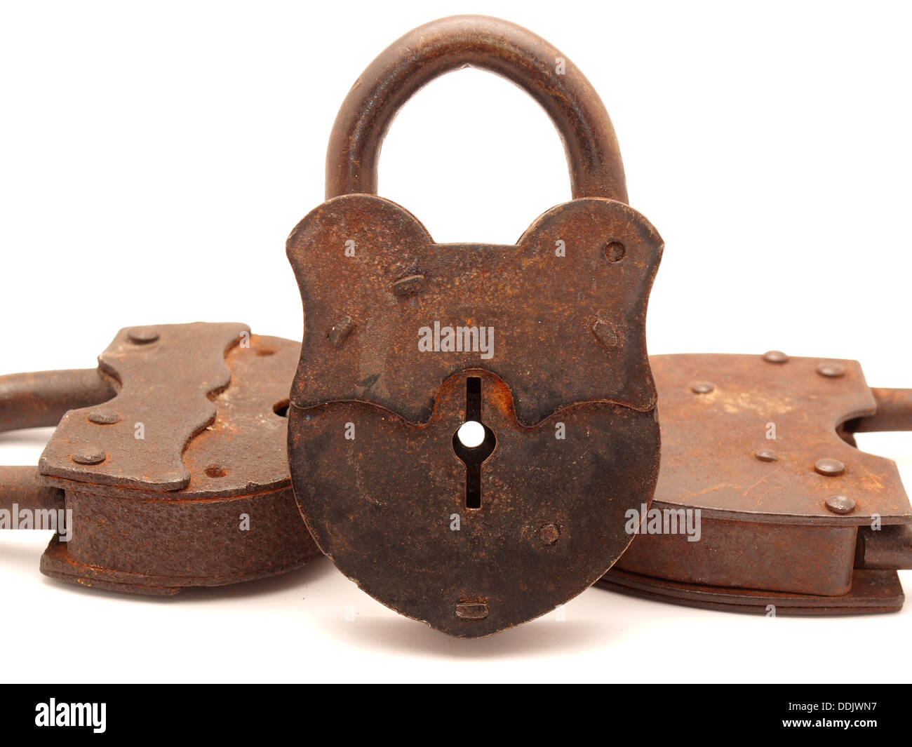 The old door lock on a white background Stock Photo - Alamy