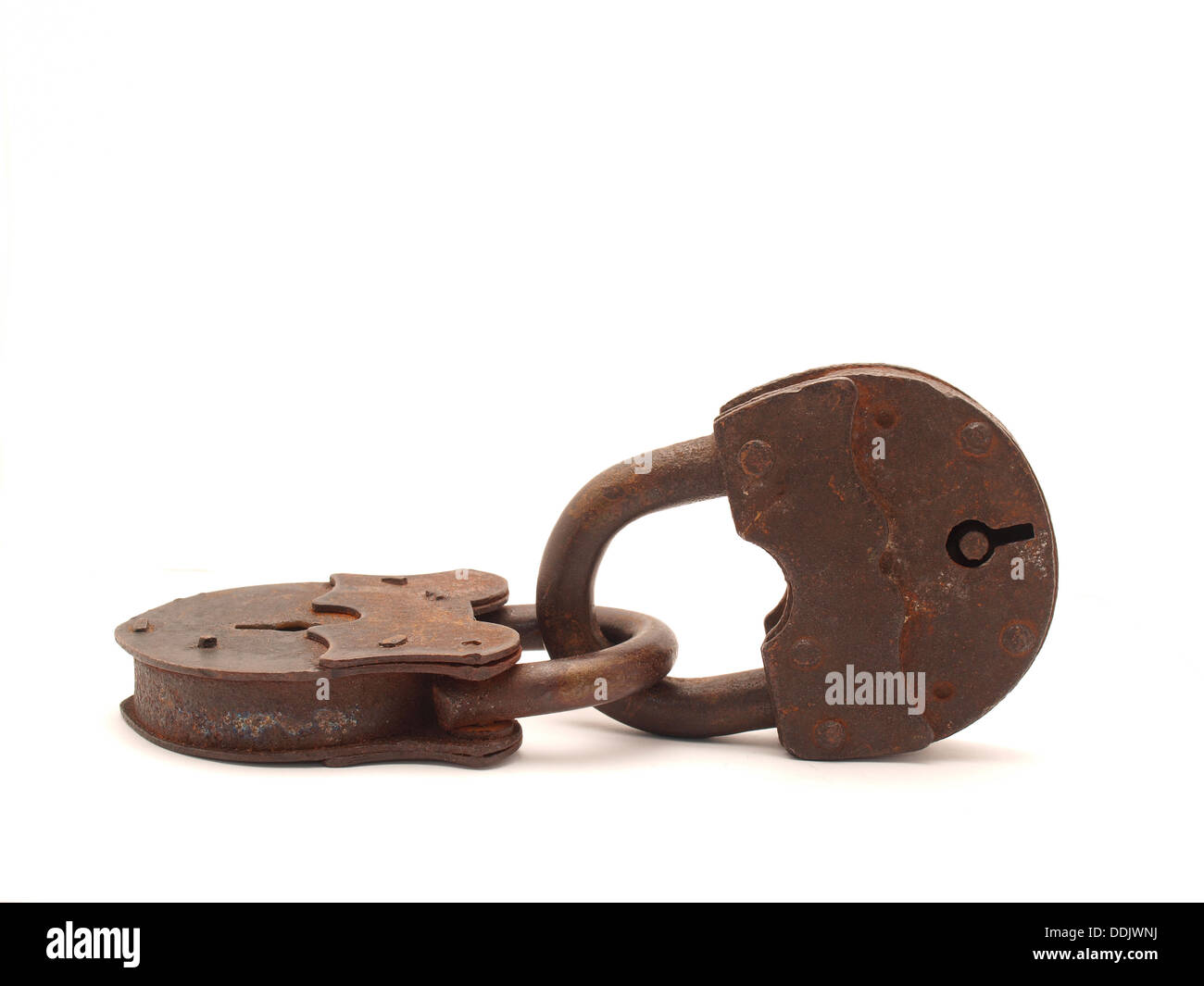 The old door lock on a white background Stock Photo - Alamy