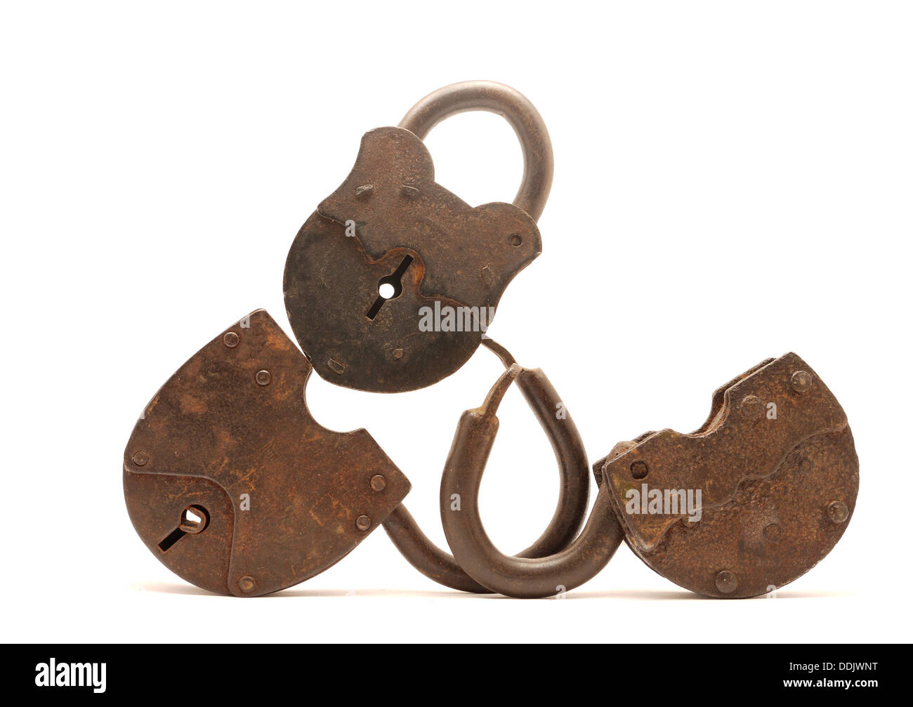 The old locks on a white background Stock Photo - Alamy