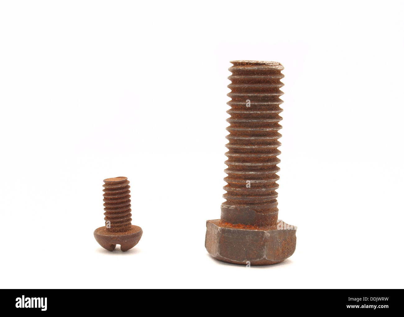 Rusty bolts and screws on a white background Stock Photo - Alamy