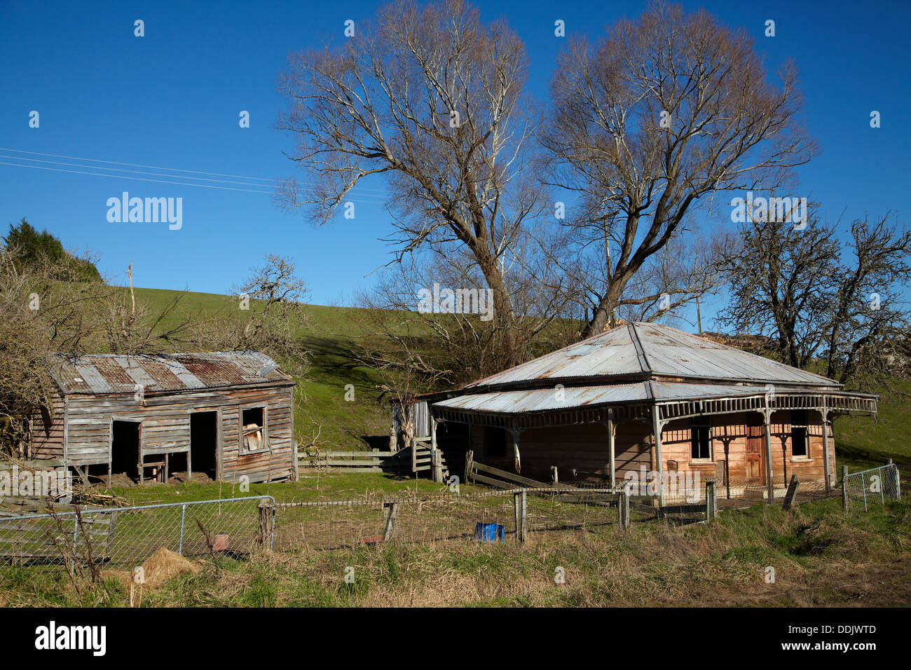 Derelict farmhouse near Lawrence, Otago, South Island, New Zealand ...