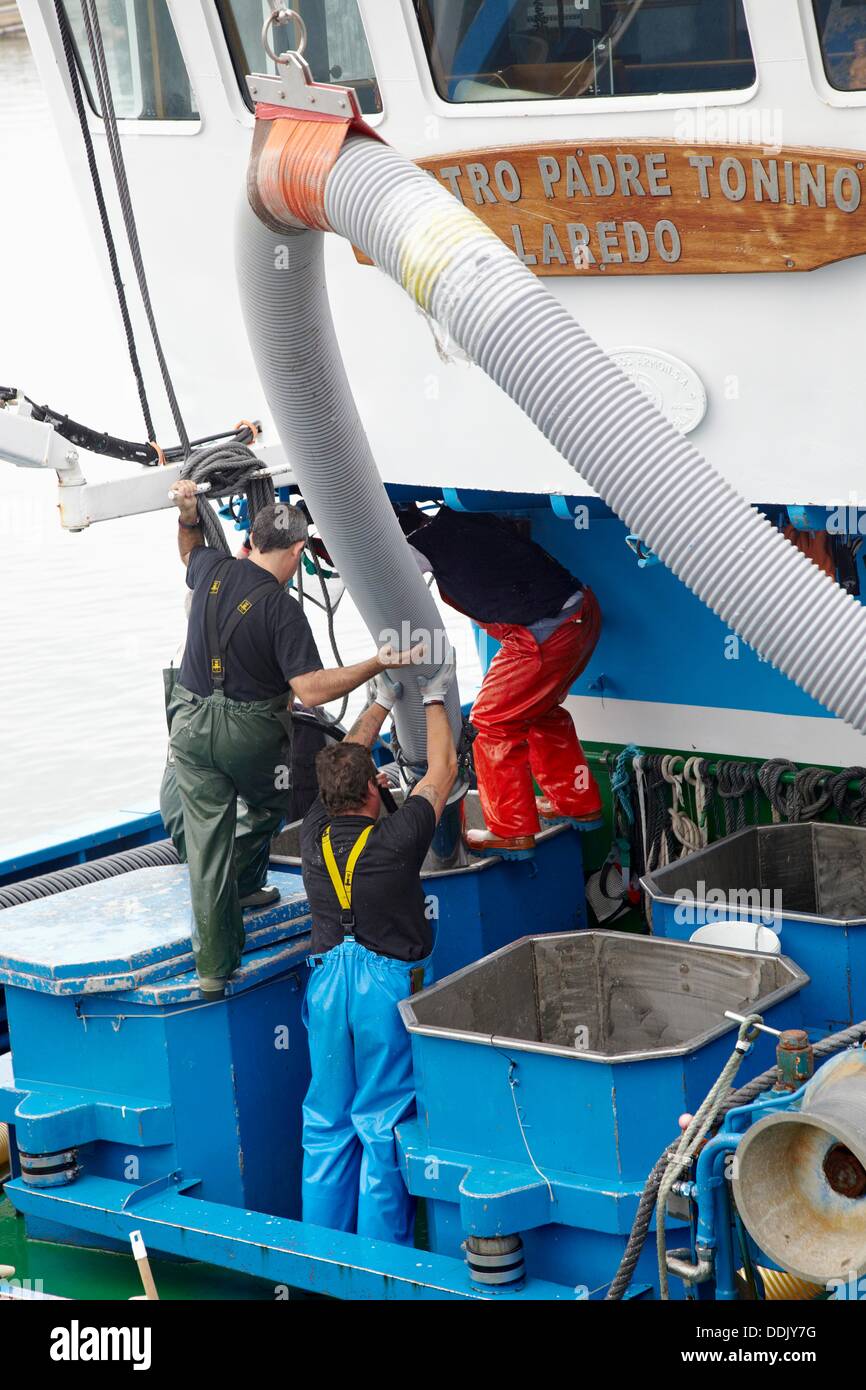 Unloading fish from boat port hi-res stock photography and images - Alamy