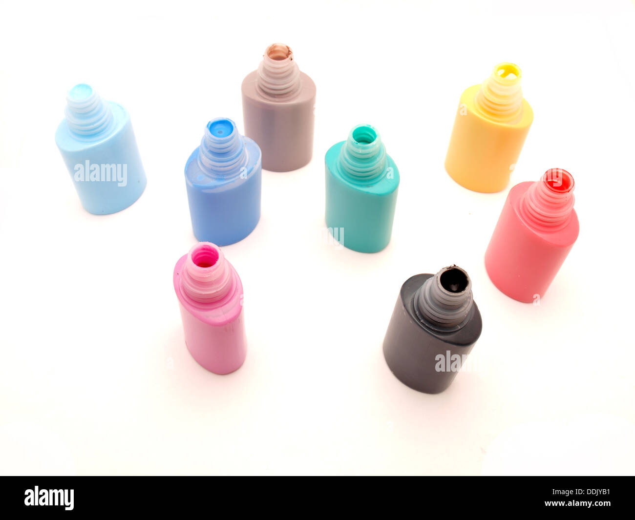 Color tubes with a paint on a white background Stock Photo - Alamy