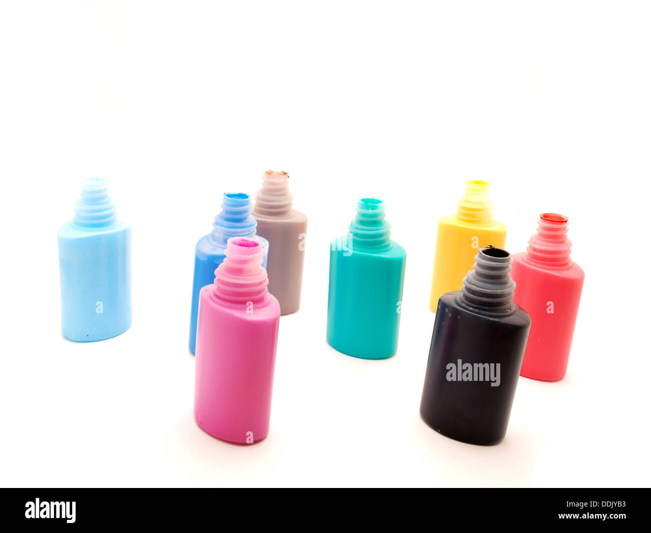 Color tubes with a paint on a white background Stock Photo - Alamy