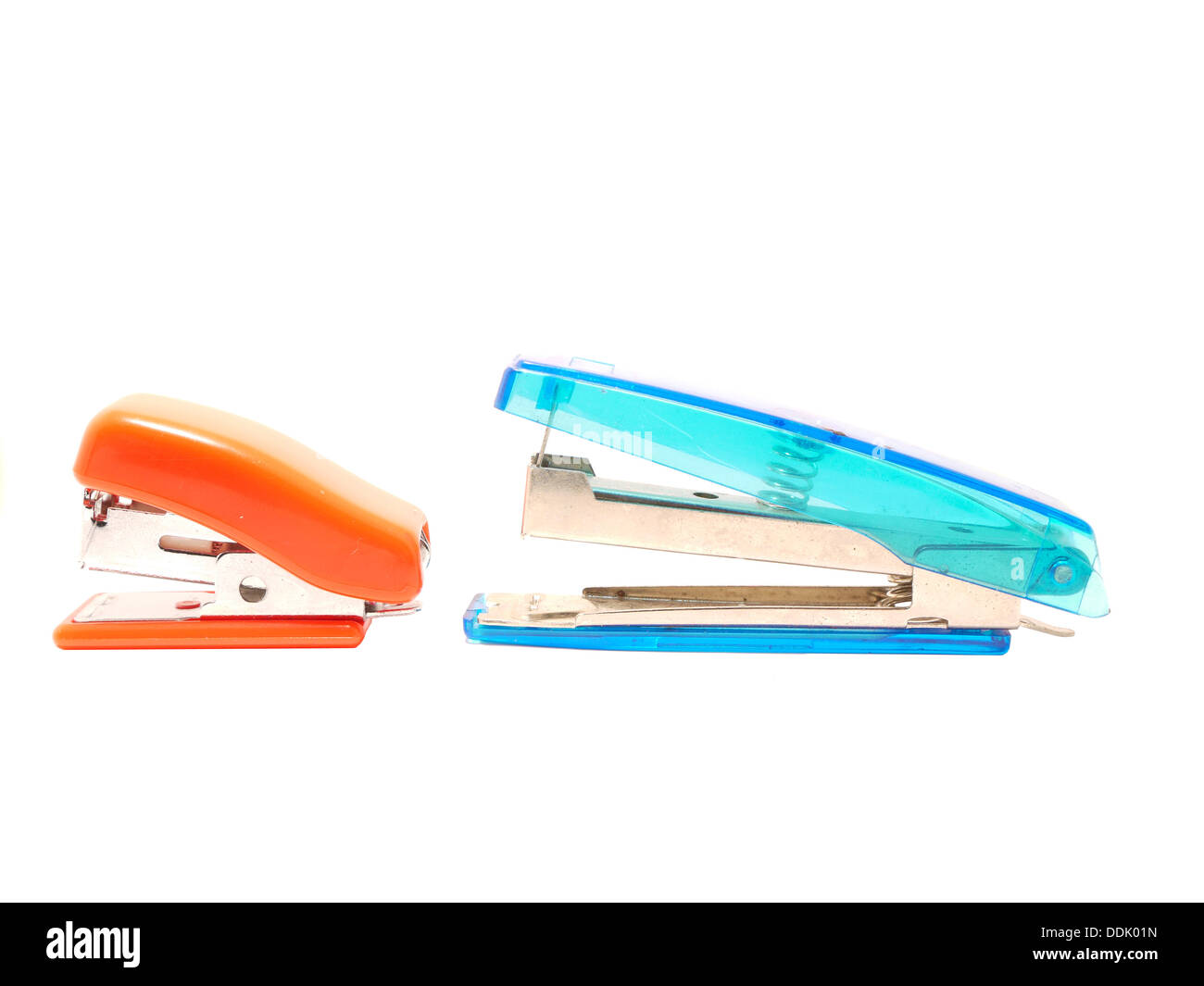 Staplers on a white background Stock Photo - Alamy