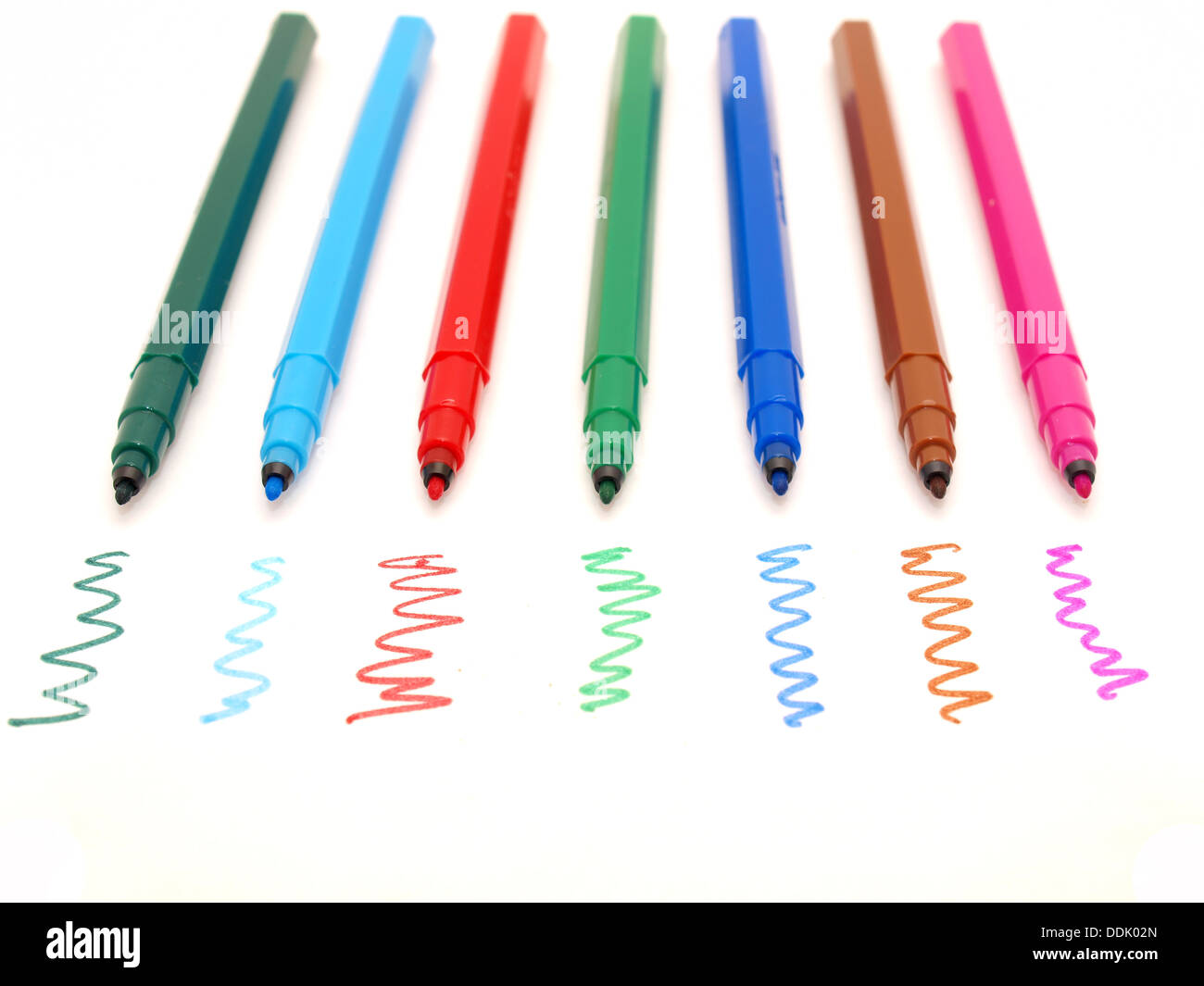 Color felt-tip pens on a white background Stock Photo - Alamy