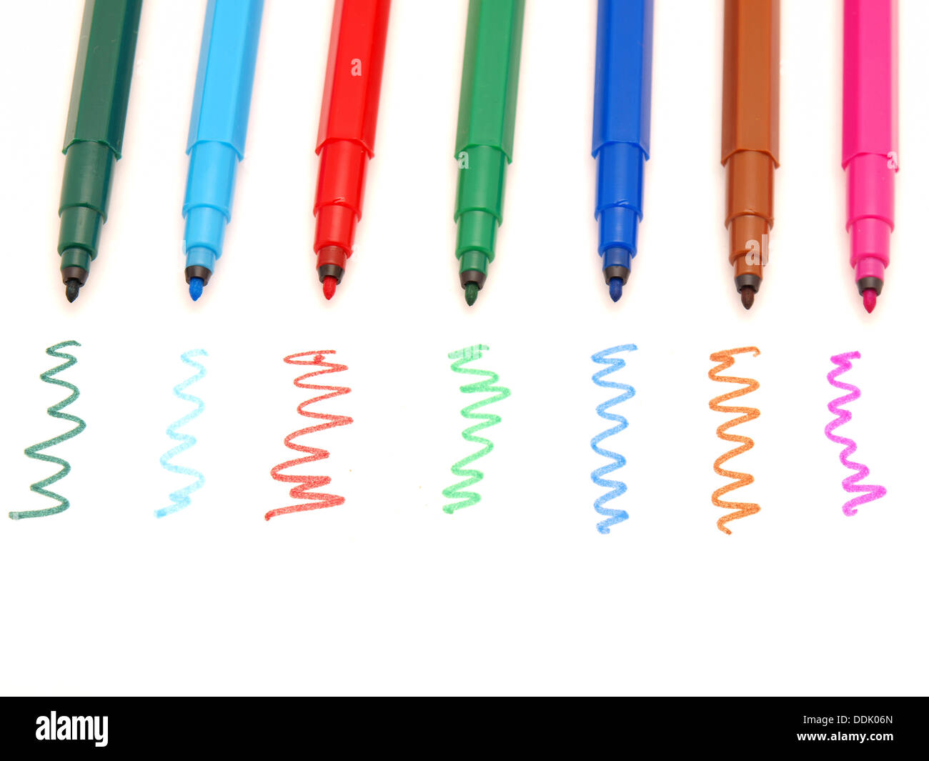 Color felt-tip pens on a white background Stock Photo - Alamy