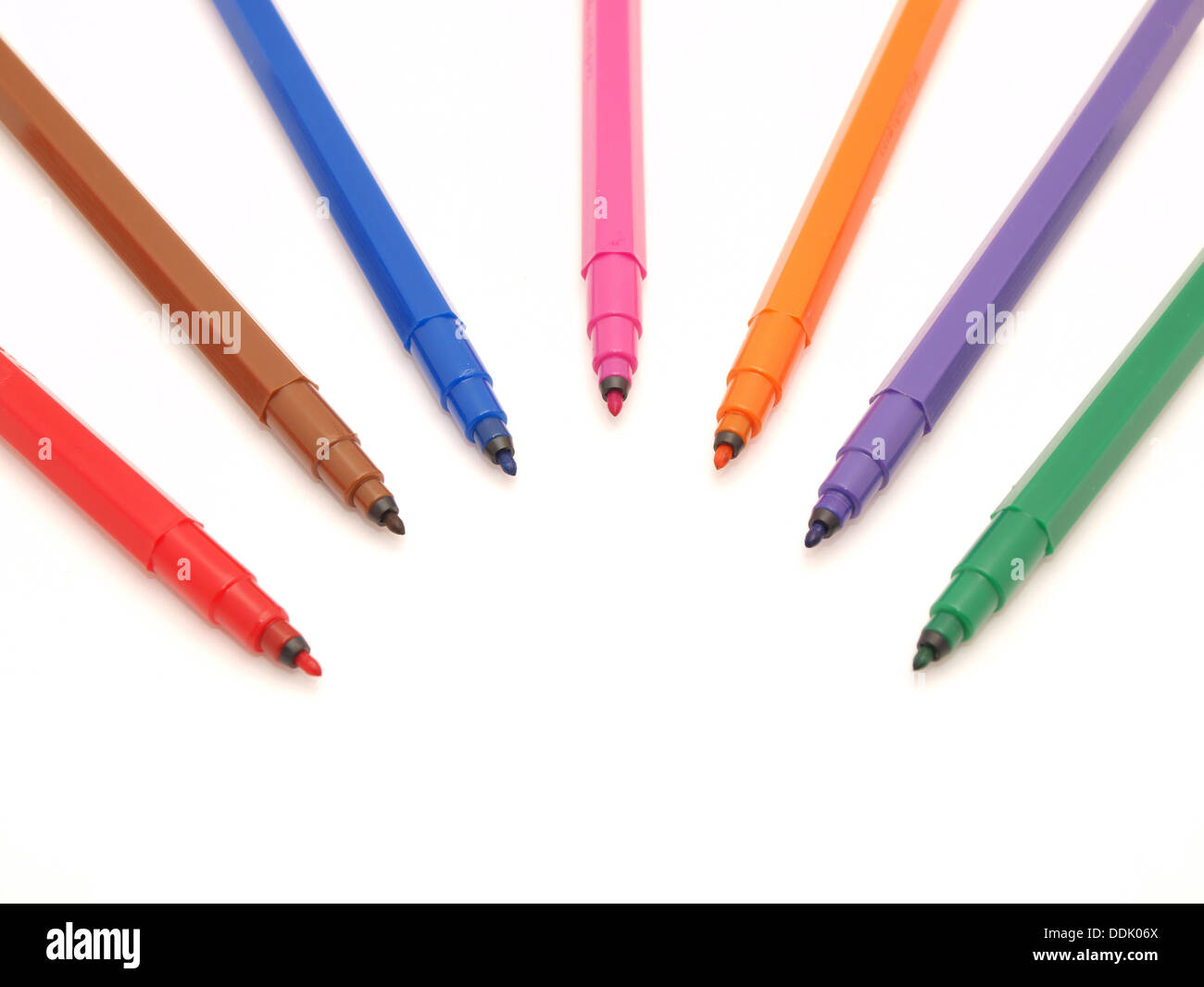 Color felt-tip pens on a white background Stock Photo - Alamy