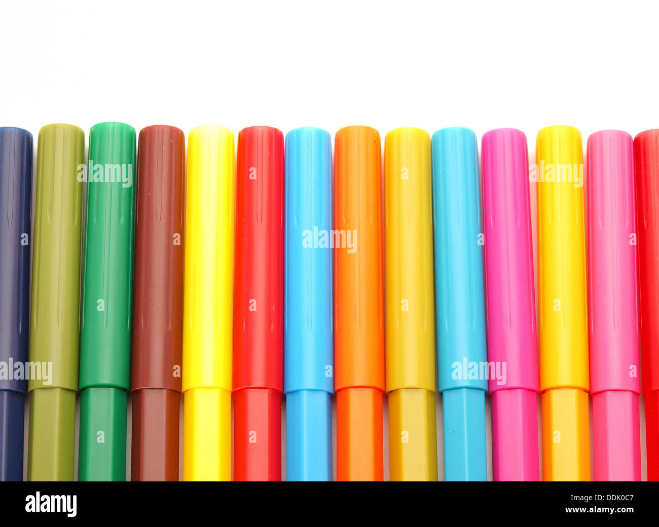 Color felt-tip pens on a white background Stock Photo - Alamy