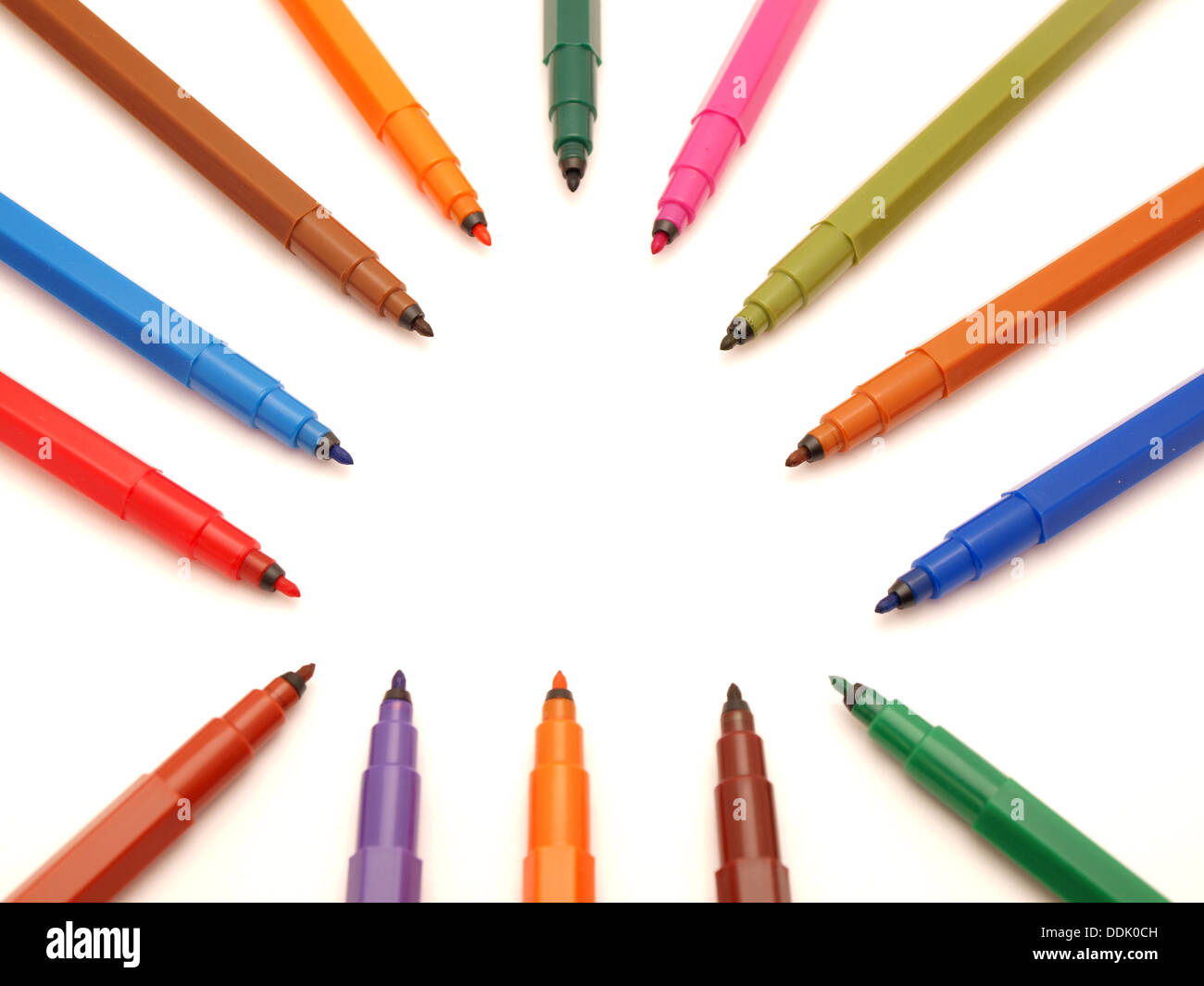 Color felt-tip pens on a white background Stock Photo - Alamy