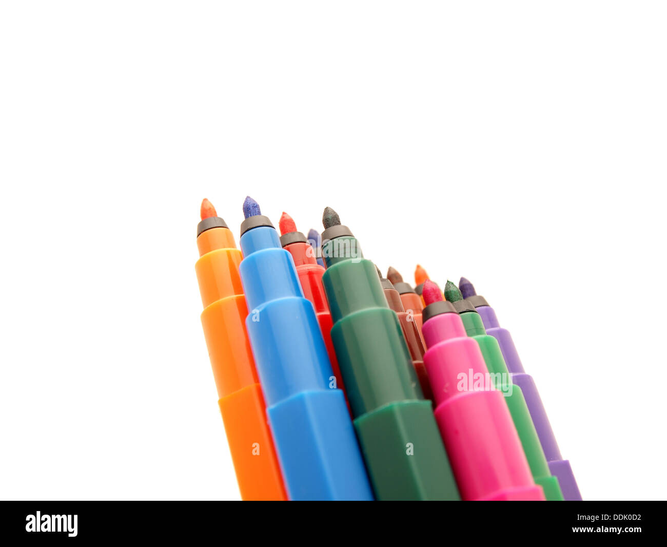 Color felt-tip pens on a white background Stock Photo - Alamy