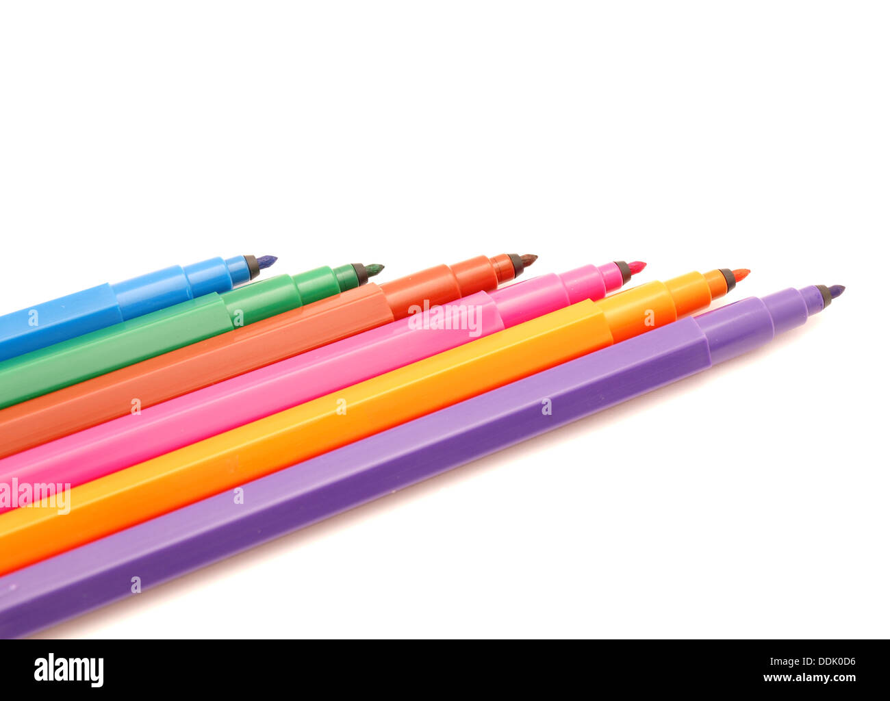 Color felt-tip pens on a white background Stock Photo - Alamy