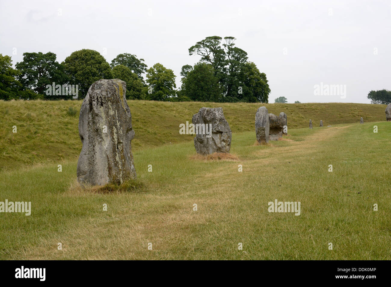 Standing stones of the megalithic stone circle at Avebury. Wiltshire ...
