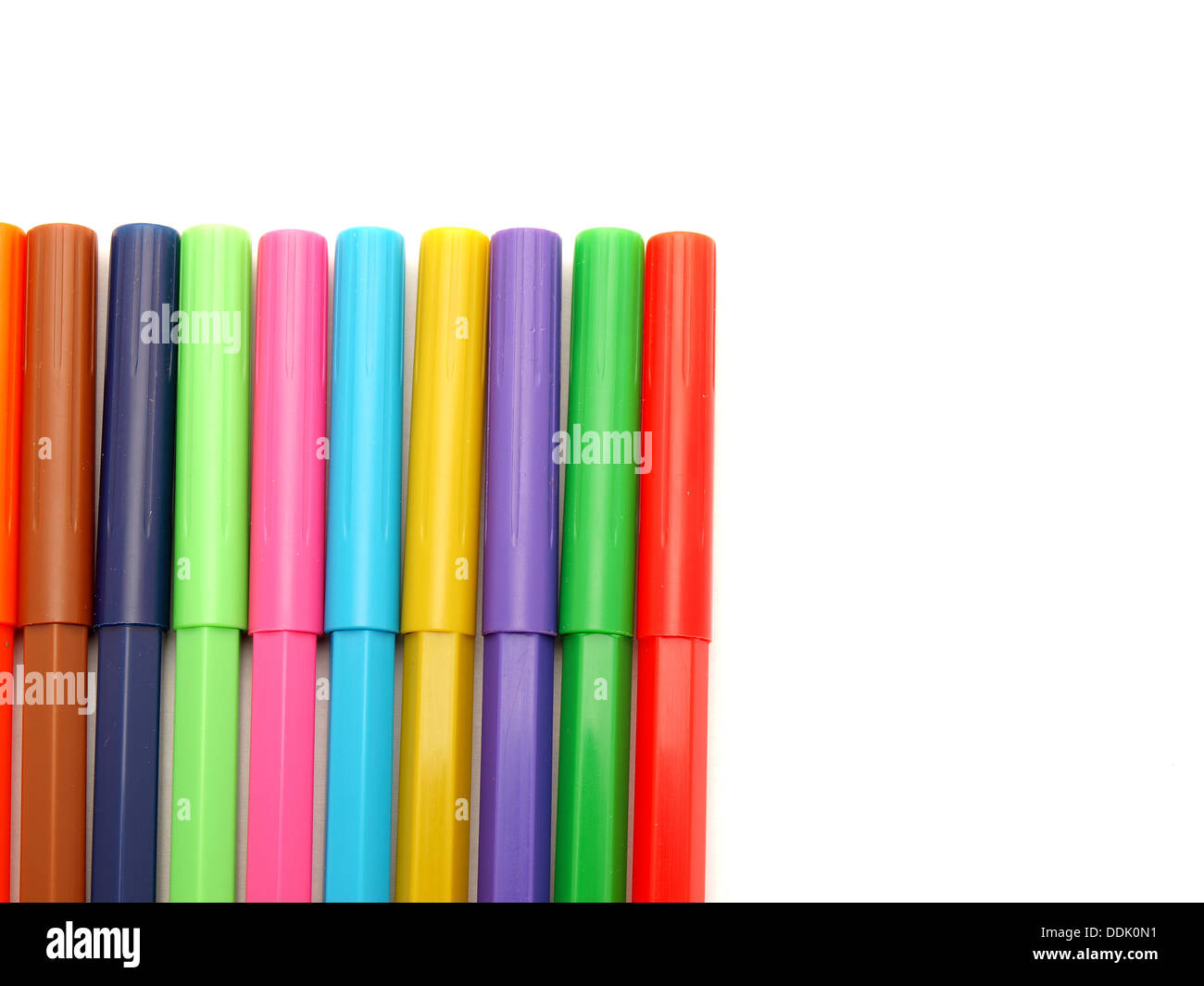 Color felt-tip pens on a white background Stock Photo - Alamy
