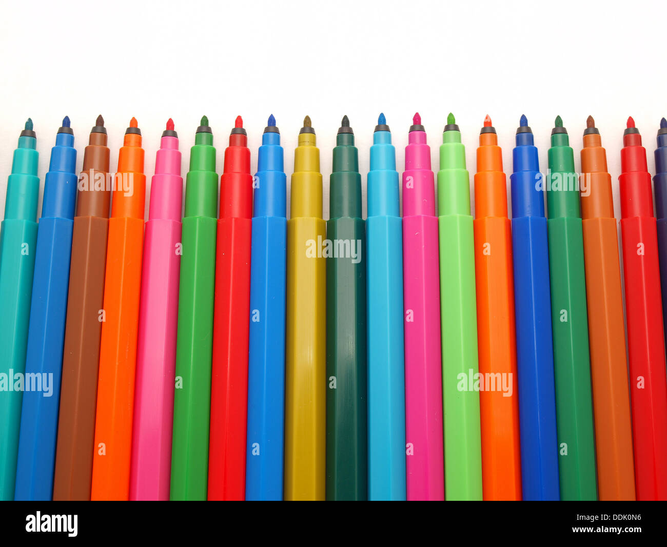 Color felt-tip pens on a white background Stock Photo - Alamy