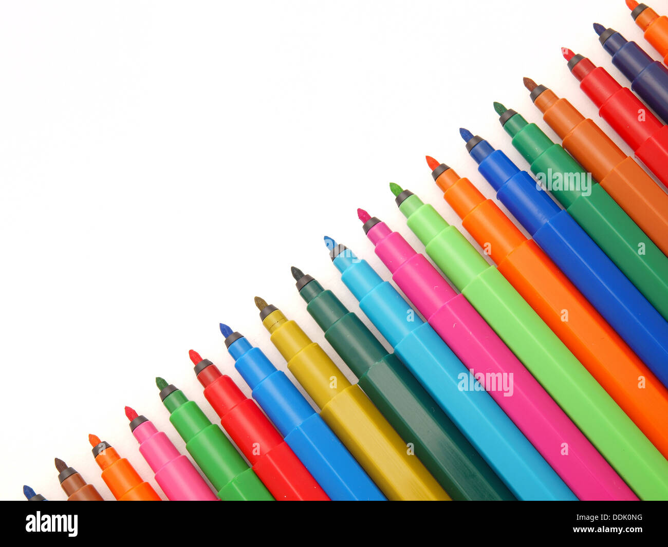 Color felt-tip pens on a white background Stock Photo - Alamy