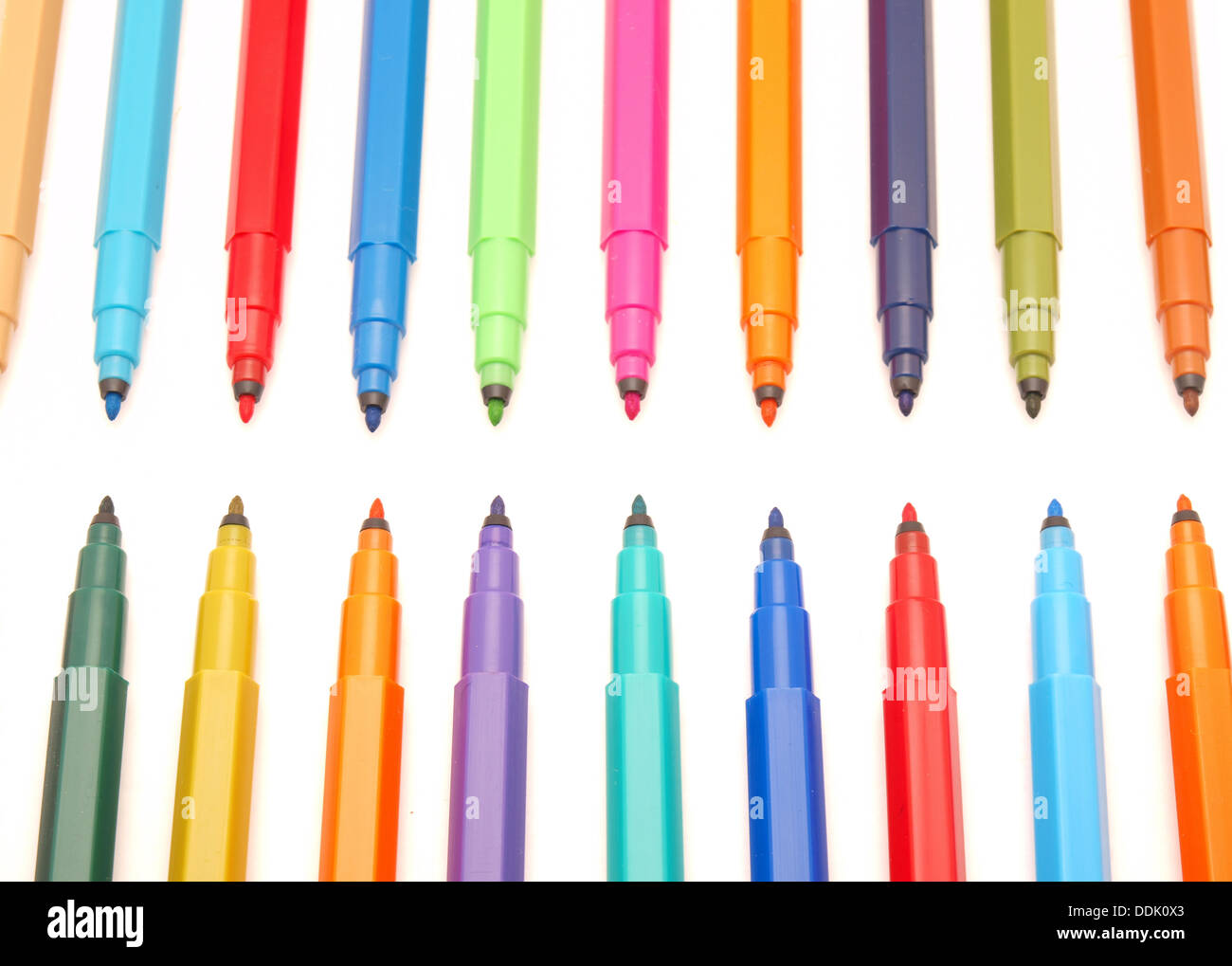 Color felt-tip pens on a white background Stock Photo - Alamy