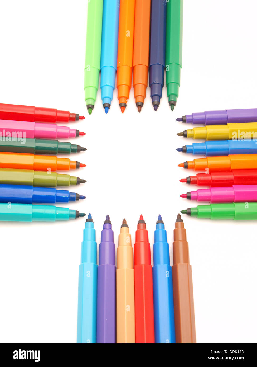 Color felt-tip pens on a white background Stock Photo - Alamy