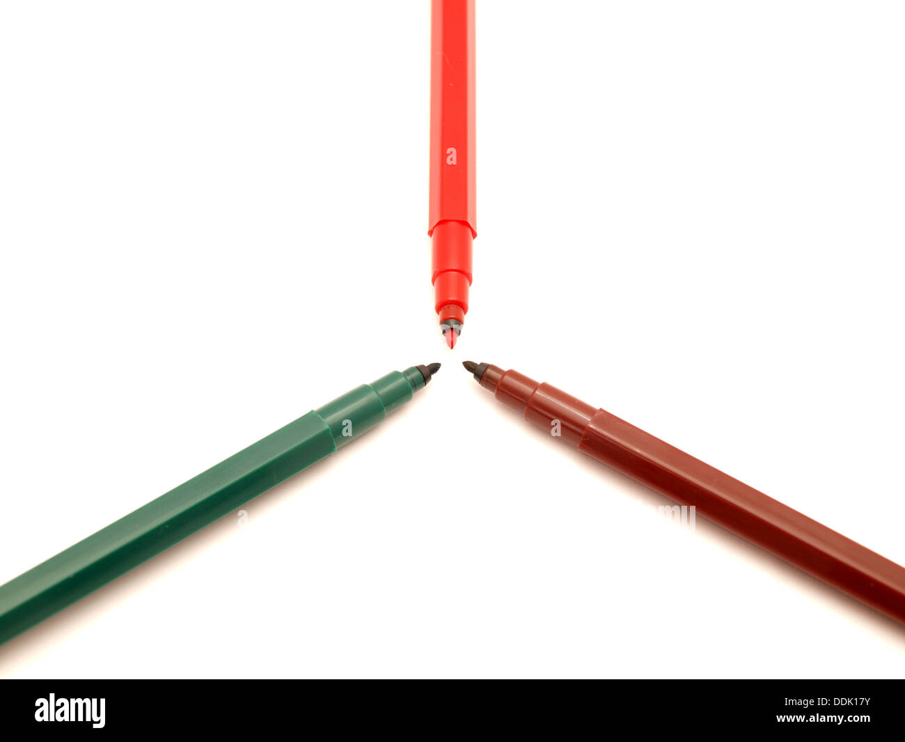 Color felt-tip pens on a white background Stock Photo - Alamy