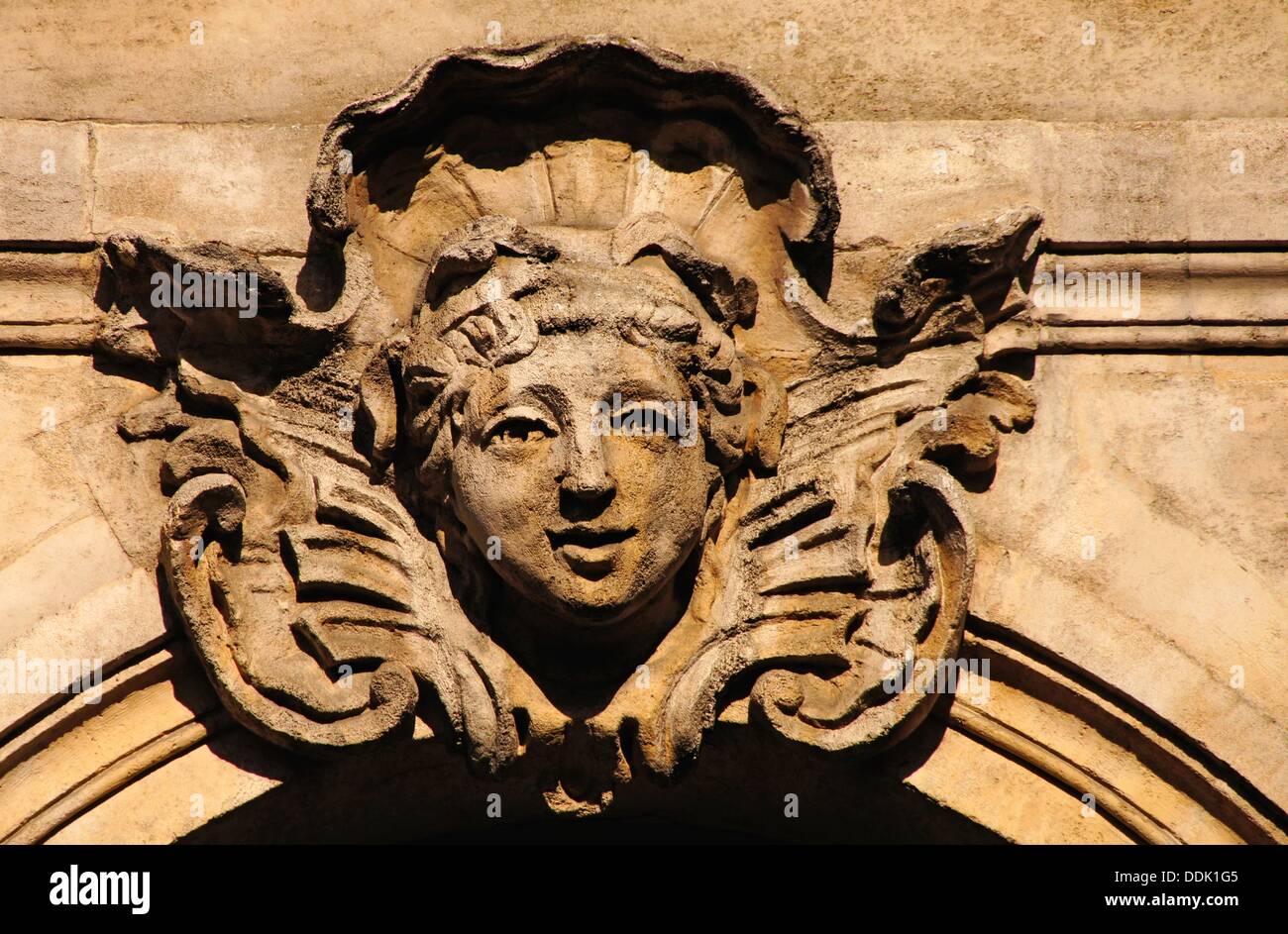 One of the famed ´mascaron´ (mask) on a building, Cours Victor Hugo, at ...