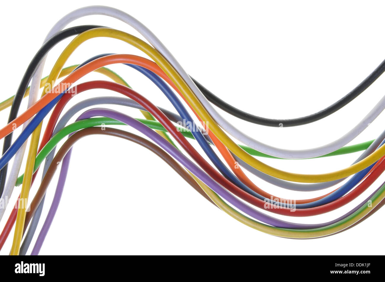 Electric cables isolated on white background Stock Photo - Alamy