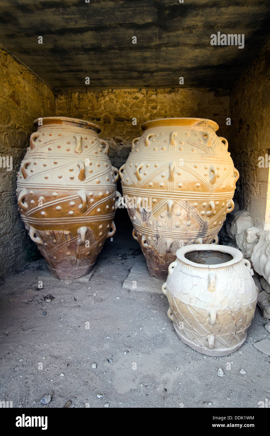 Giant antique amphoras from the Knossos palace - Crete, Greece Stock ...