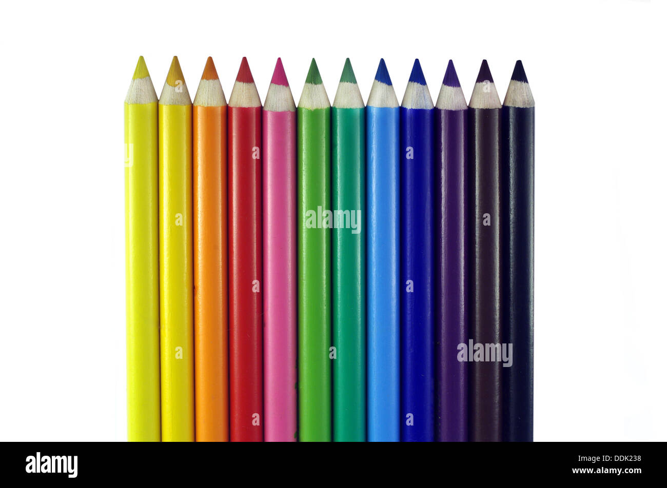 different colourful sharpened crayons on white background Stock Photo ...