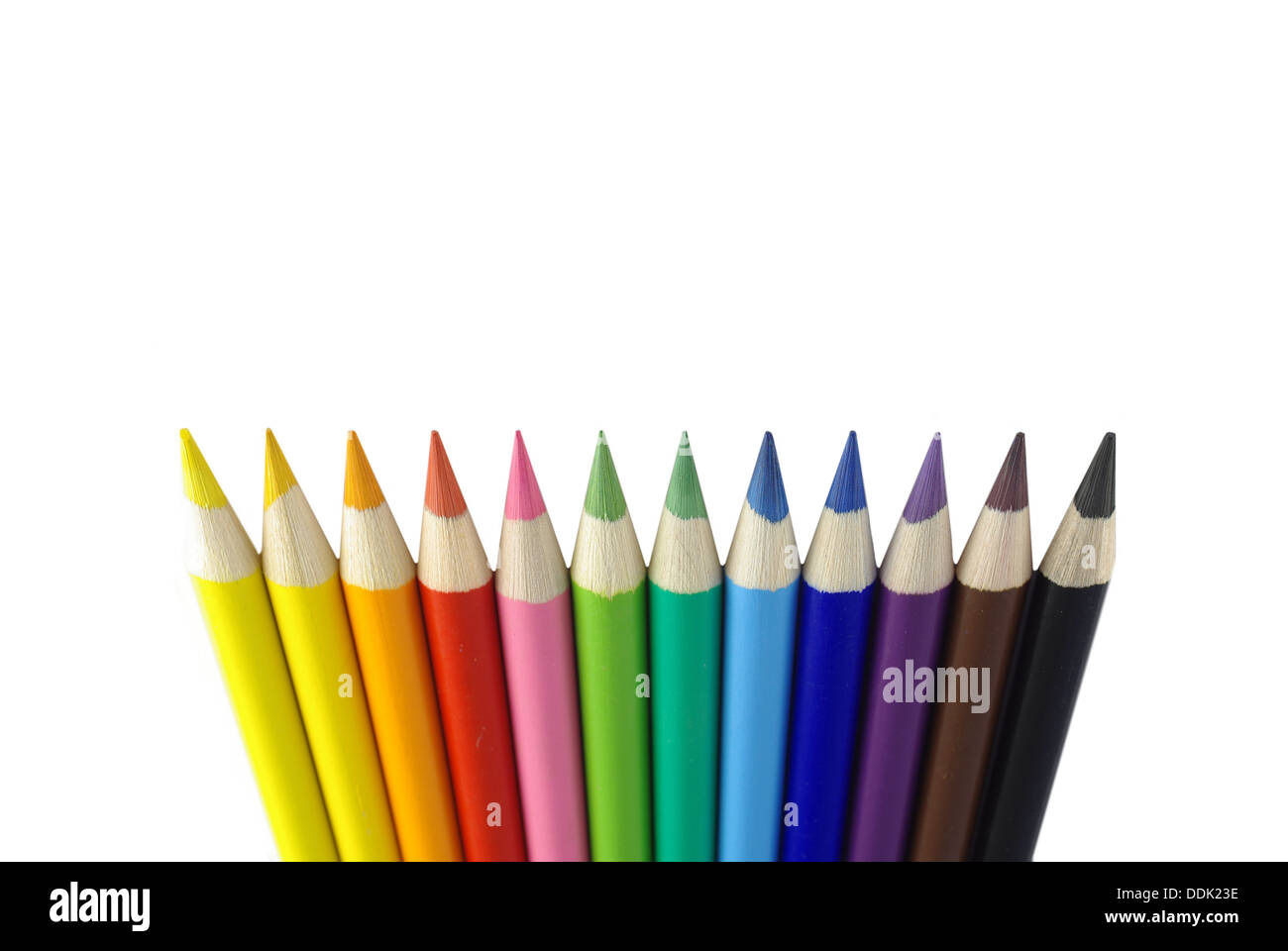different colourful sharpened crayons on white background Stock Photo ...