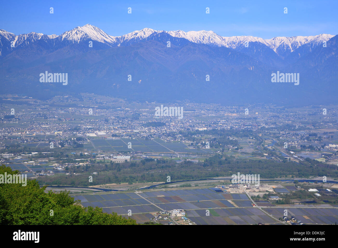 View of Azumino city and Japan Alps, Nagano, Japan Stock Photo - Alamy