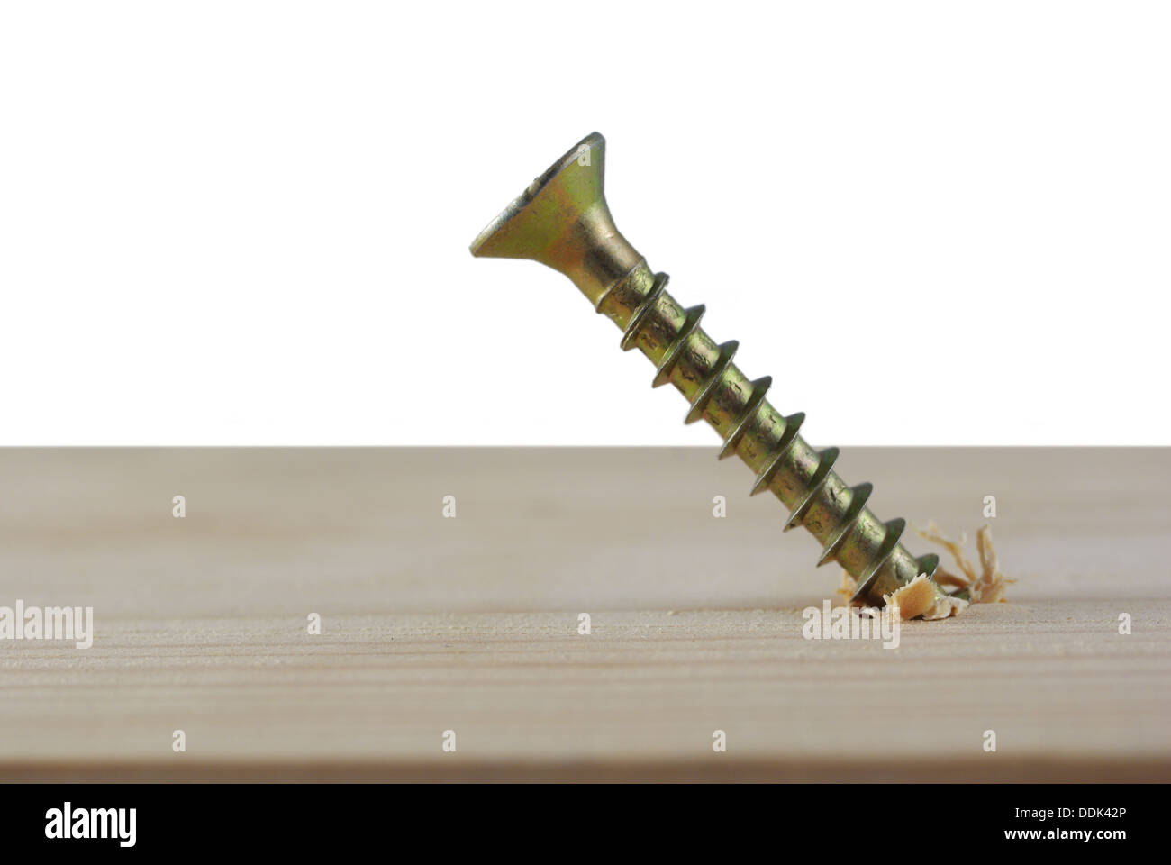 screw in in board on white background screw Stock Photo - Alamy