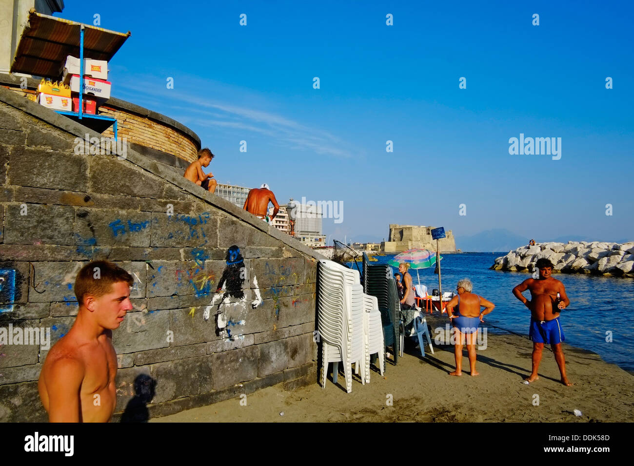 Italy, Campania, Naples, beach at Santa Lucia area Stock Photo - Alamy