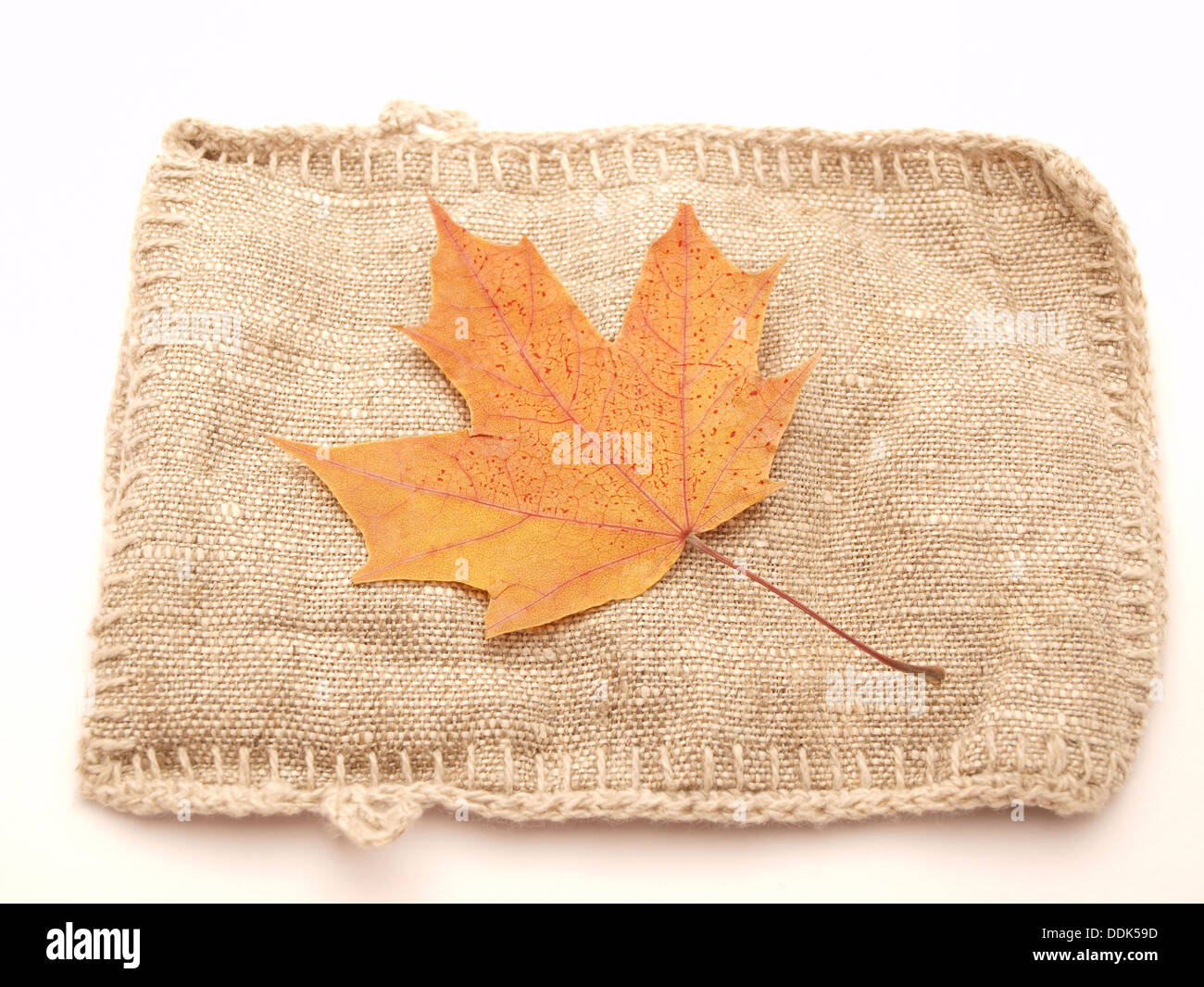 Maple leaf on a sacking Stock Photo - Alamy