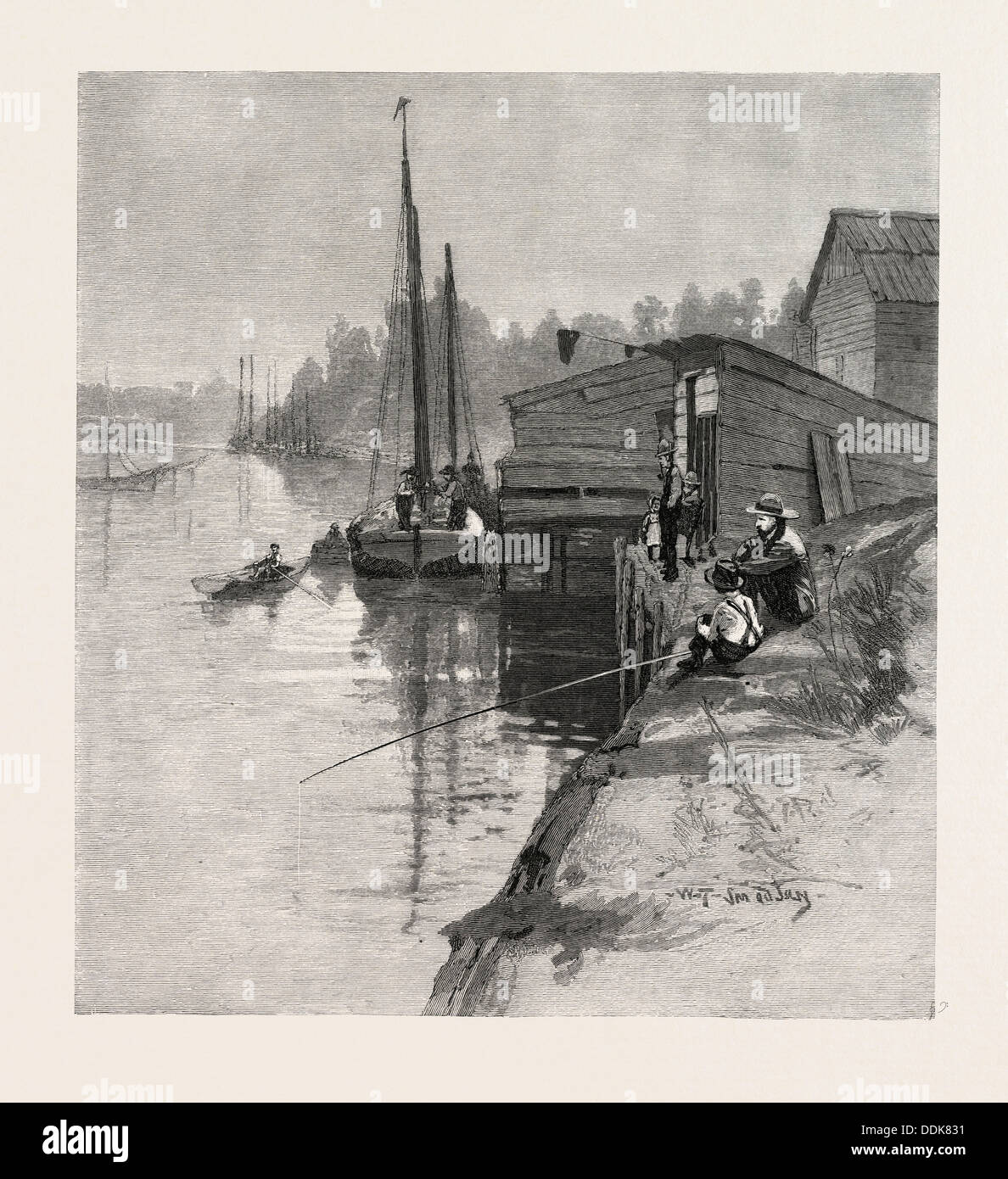 EVENING AT SOUTHAMPTON, CANADA, NINETEENTH CENTURY ENGRAVING Stock ...