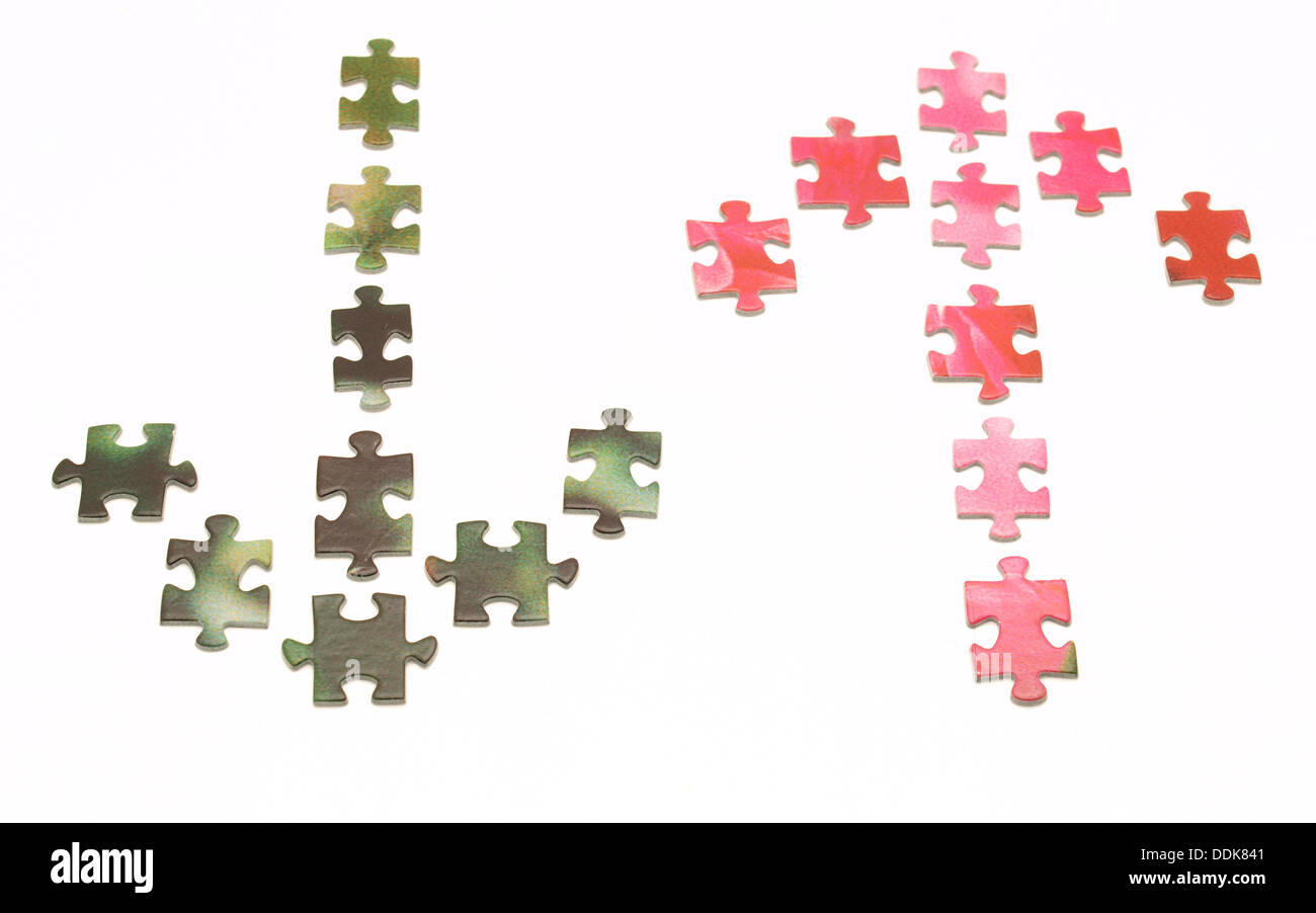 Direction. Puzzle pieces on a white background Stock Photo - Alamy