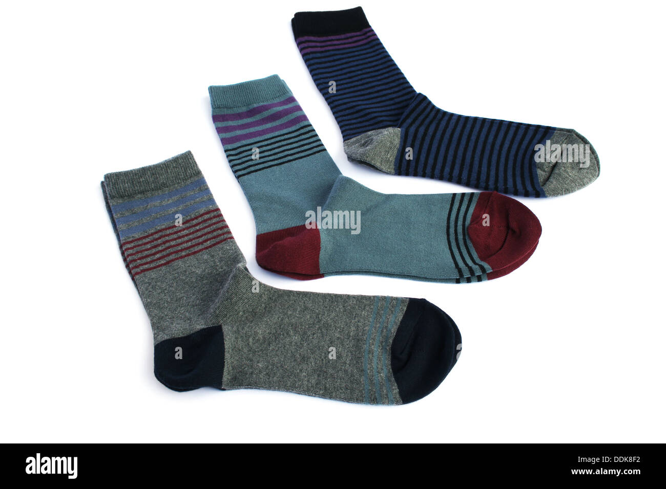 Three pairs of socks isolated on white background Stock Photo - Alamy