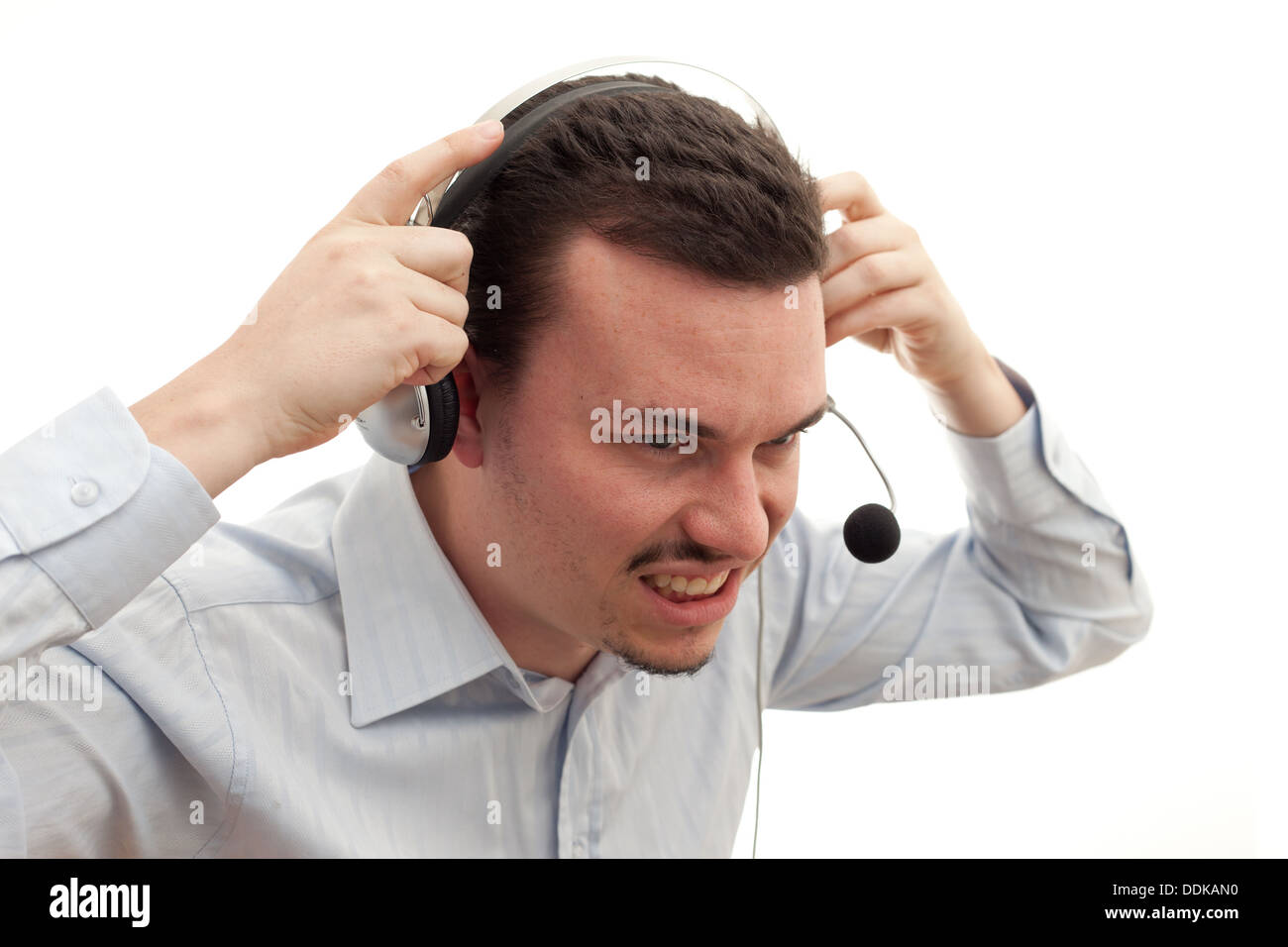 Angry call centre operator hi-res stock photography and images - Alamy